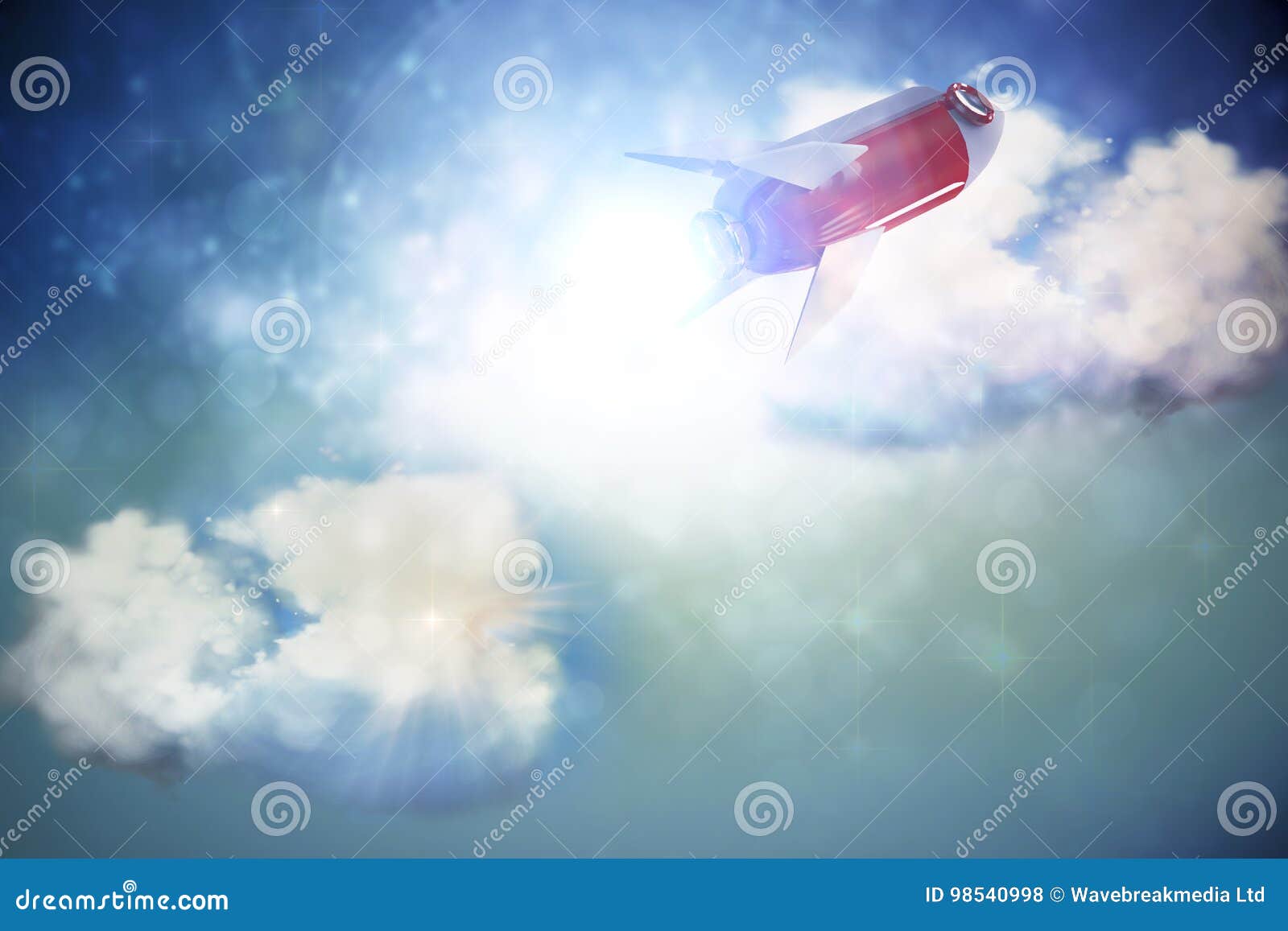 Composite Image of Low Angle View of Red and White Rocket Stock Photo ...
