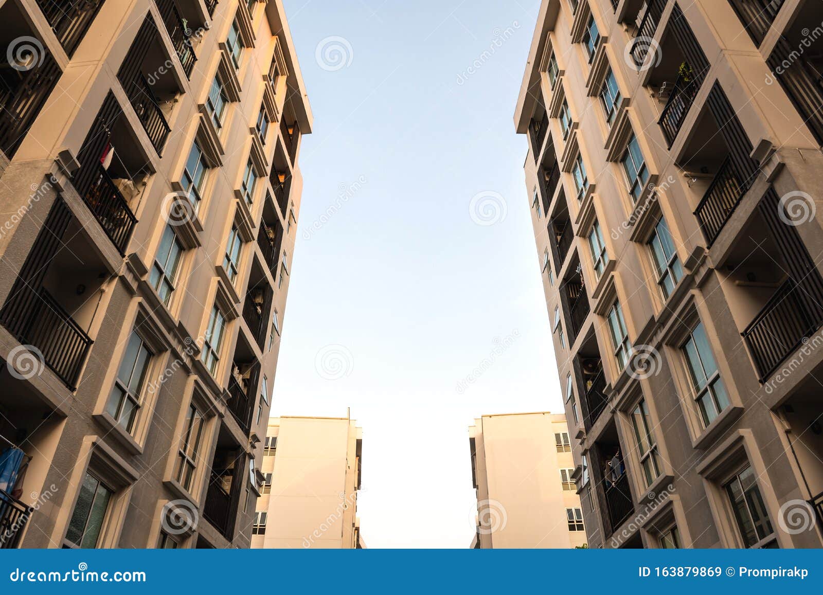 Low Angle View of Residential Building Condominium or Apartment Stock ...