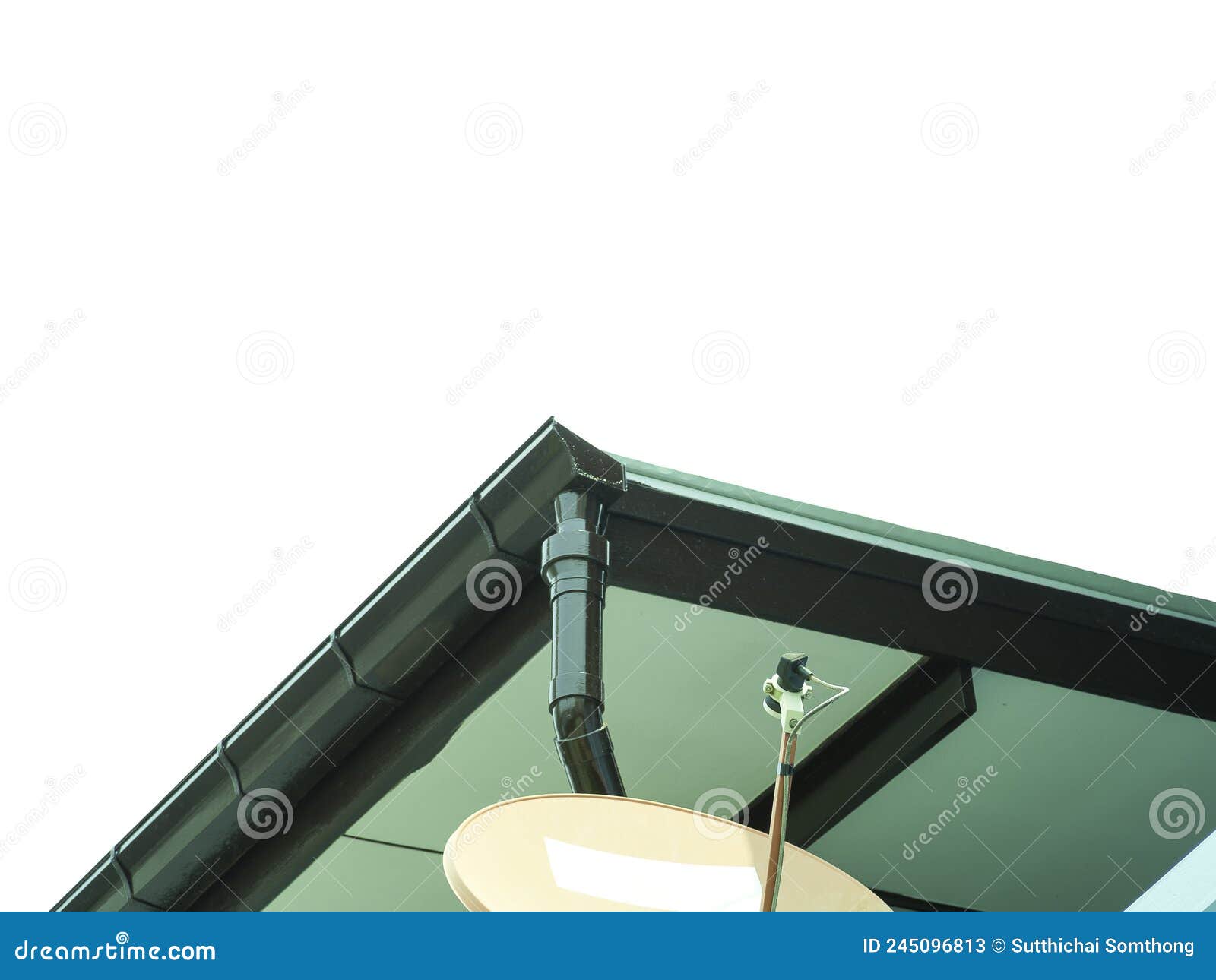 Low Angle View, Roof Corner with Dark Gray Gutter Stock Image - Image ...