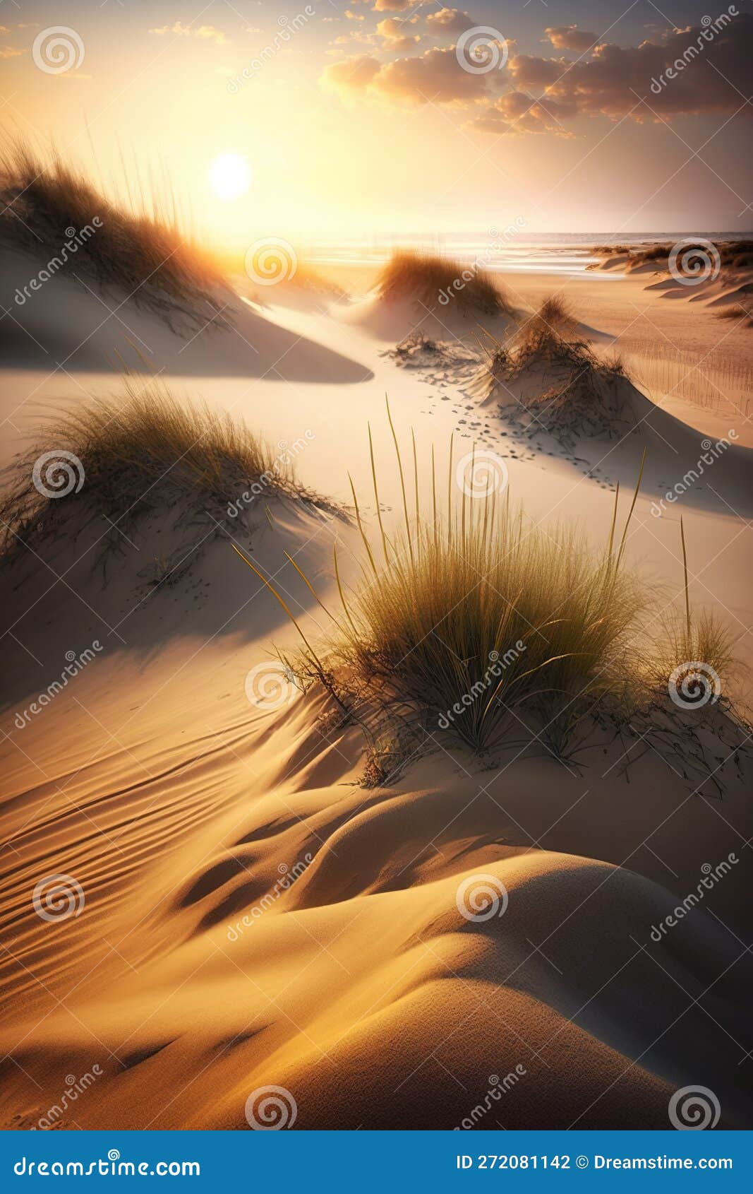 Low Angle View of Sand Dunes at Sunset. Stock Illustration ...