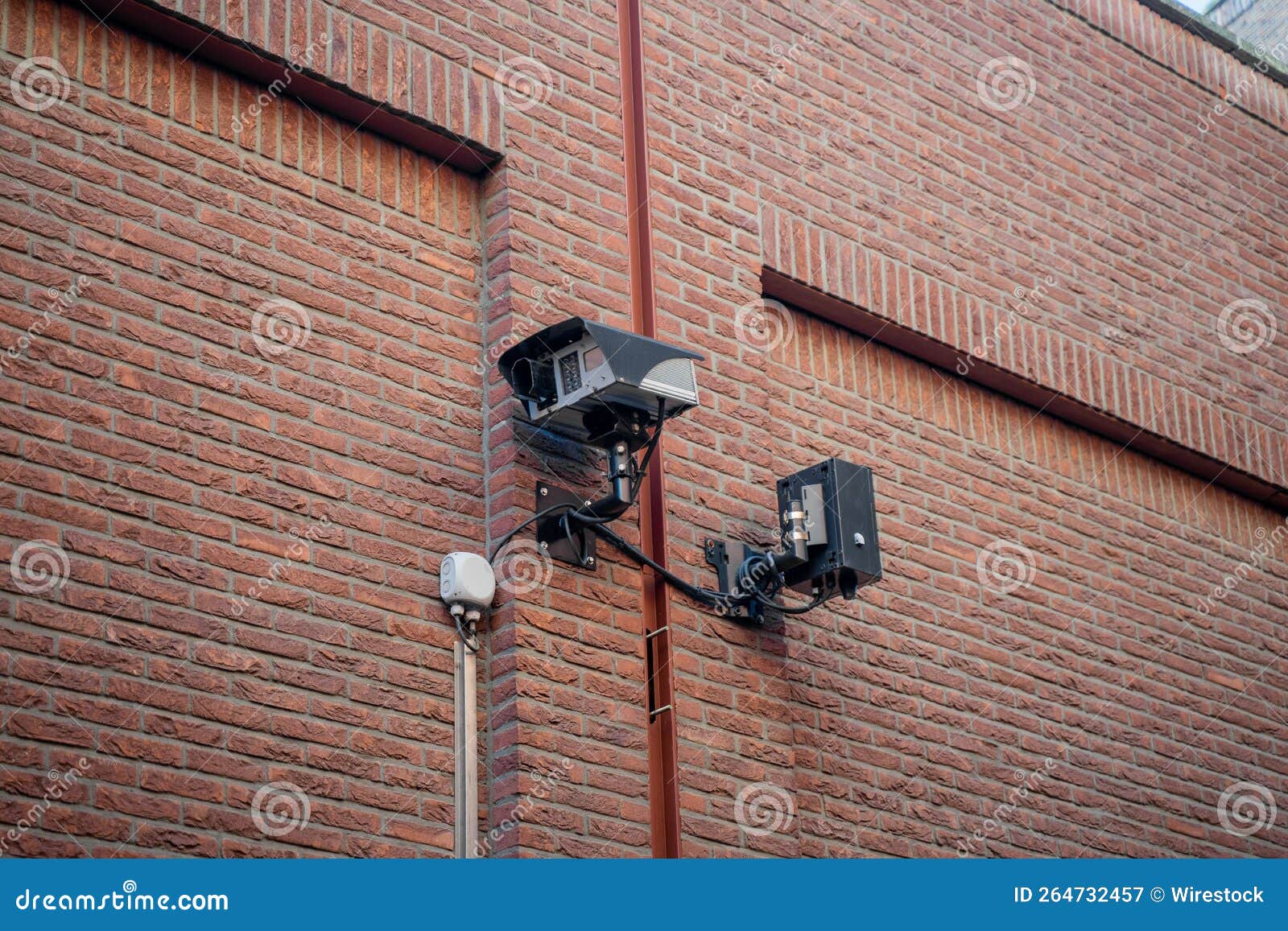 Low-angle View of Security Cameras Installed on the Exterior Wall of a ...