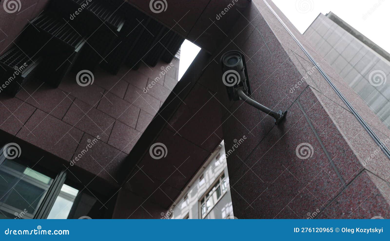 Low Angle View of the Security Video Camera Situating at the High ...