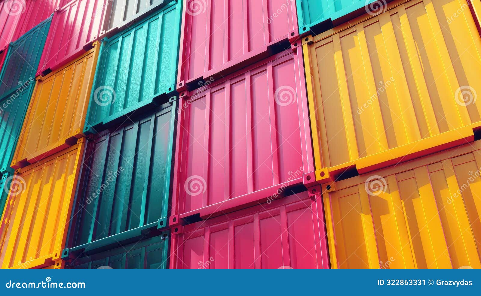 Low Angle View of a Stack of Color Shipping Containers Stock ...