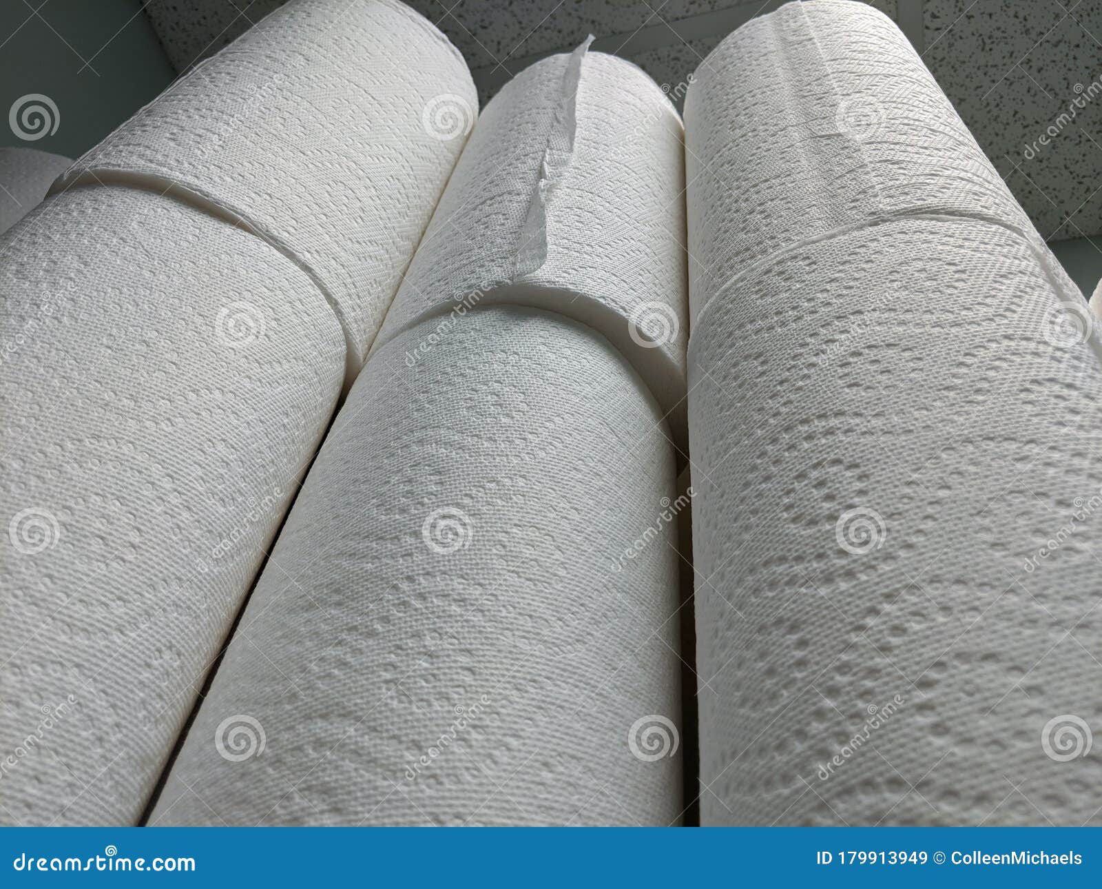 Stack of Textured, White Paper Towels on a Storage Shelf Stock Image ...