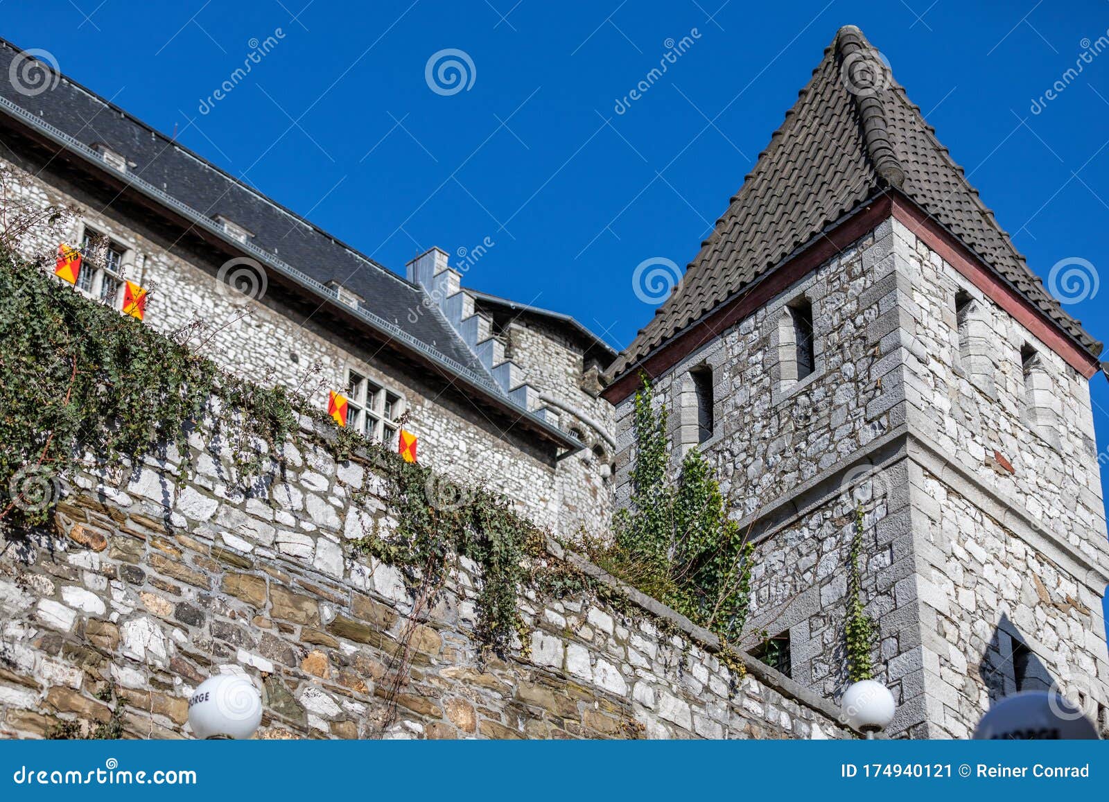 Low Angle View at a Tower of Stolberg Castle in Stolberg, Eifel Stock ...