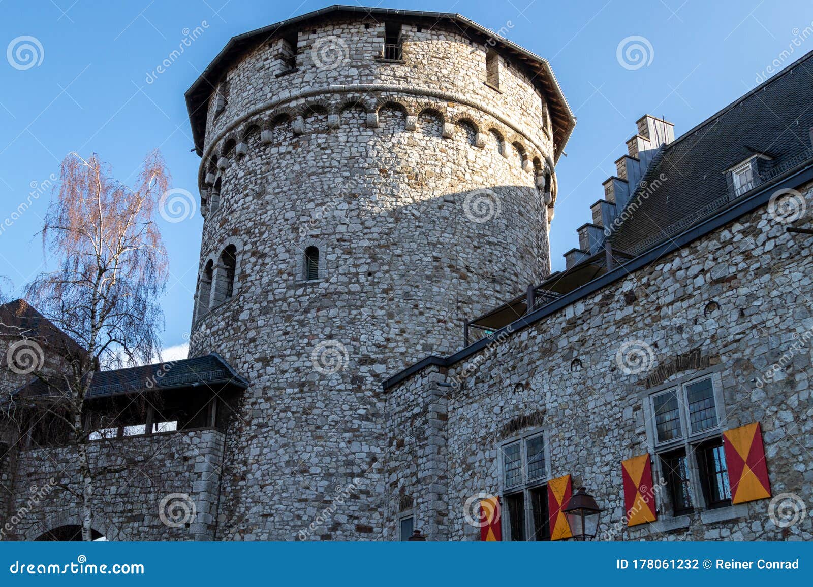 Low Angle View at a Tower of Stolberg Castle in Stolberg, Eifel Stock ...