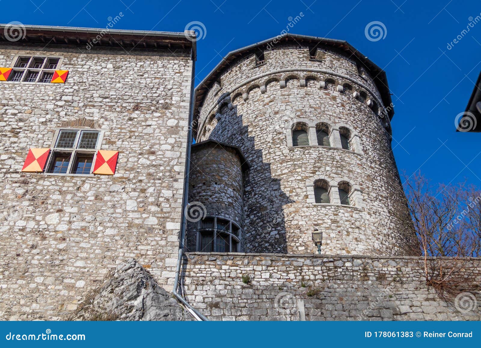 Low Angle View at a Tower of Stolberg Castle in Stolberg, Eifel Stock ...
