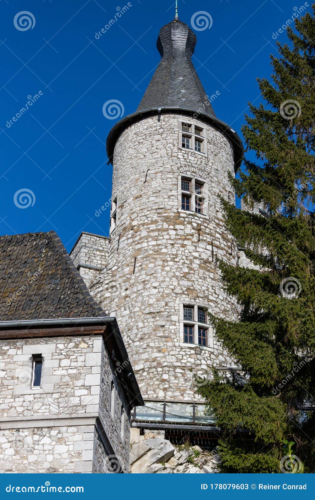 Low Angle View at a Tower of Stolberg Castle in Stolberg, Eifel Stock ...