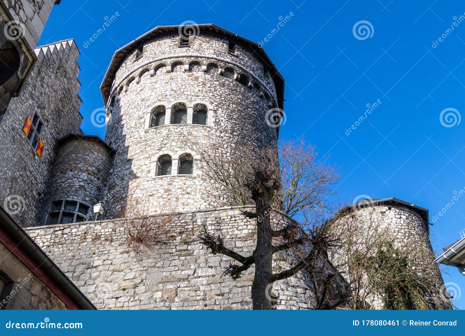 Low Angle View at a Tower of Stolberg Castle in Stolberg, Eifel Stock ...