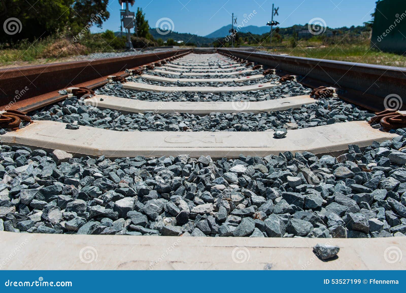 Low Angle View of a Train Track Stock Image - Image of details ...
