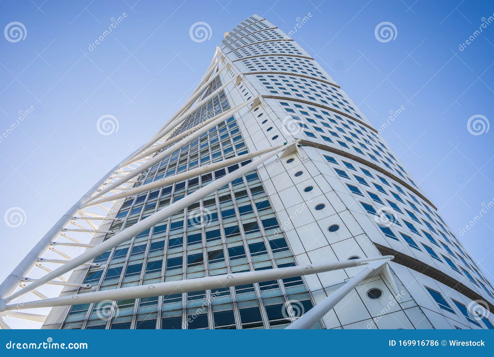 Low Angle View of the Turning Torso Under a Blue Sky and Sunlight in ...