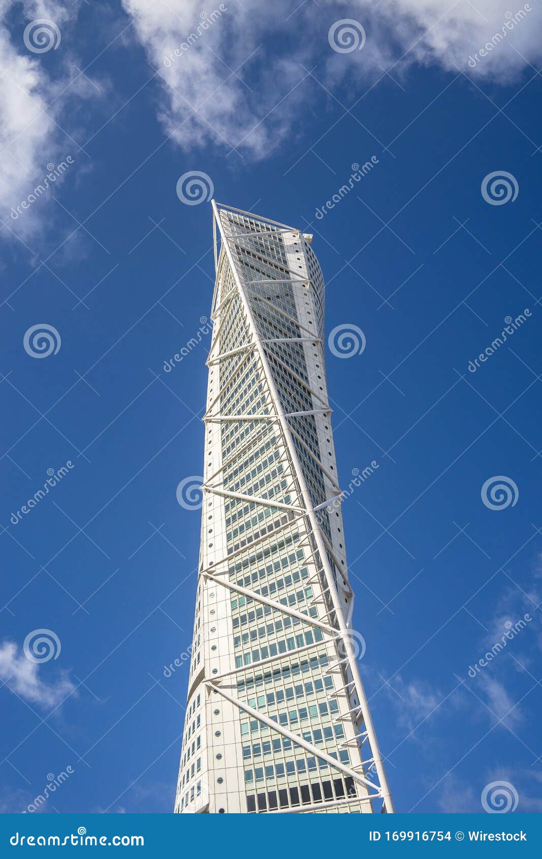 Low Angle View of the Turning Torso Under a Blue Sky and Sunlight in ...