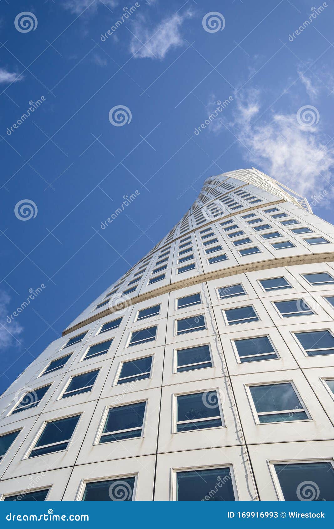 Low Angle View of the Turning Torso Under a Blue Sky and Sunlight in ...