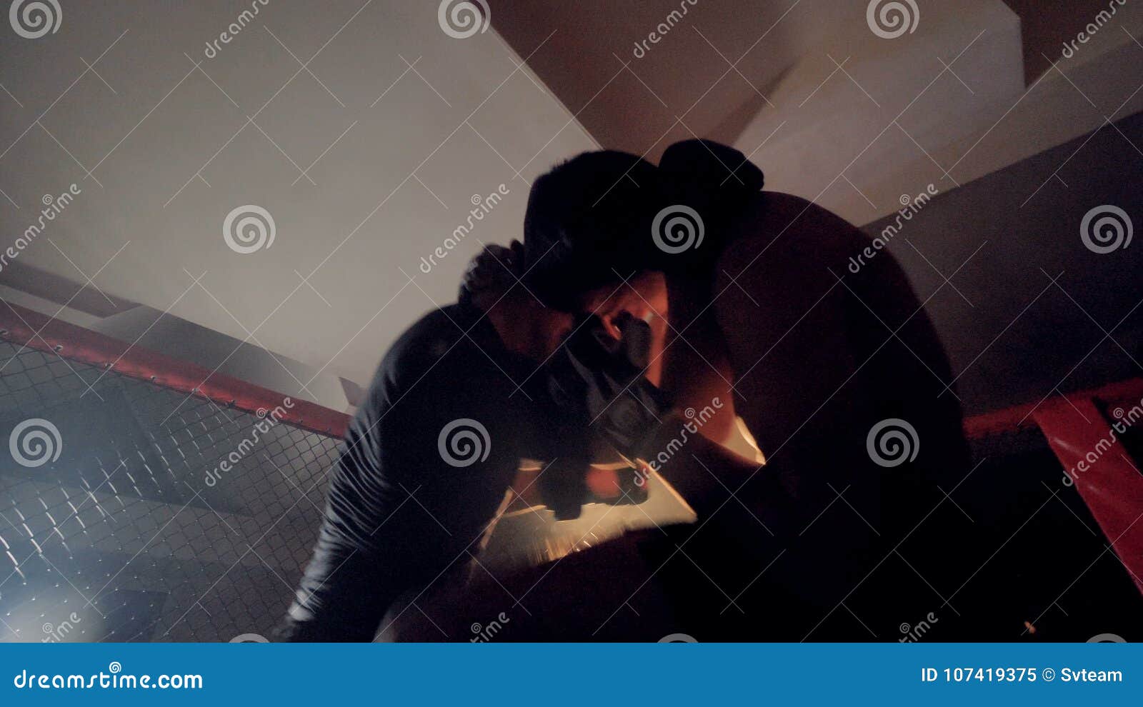 A Low View on Two Fighters Grappling Each Other. Stock Video - Video of ...