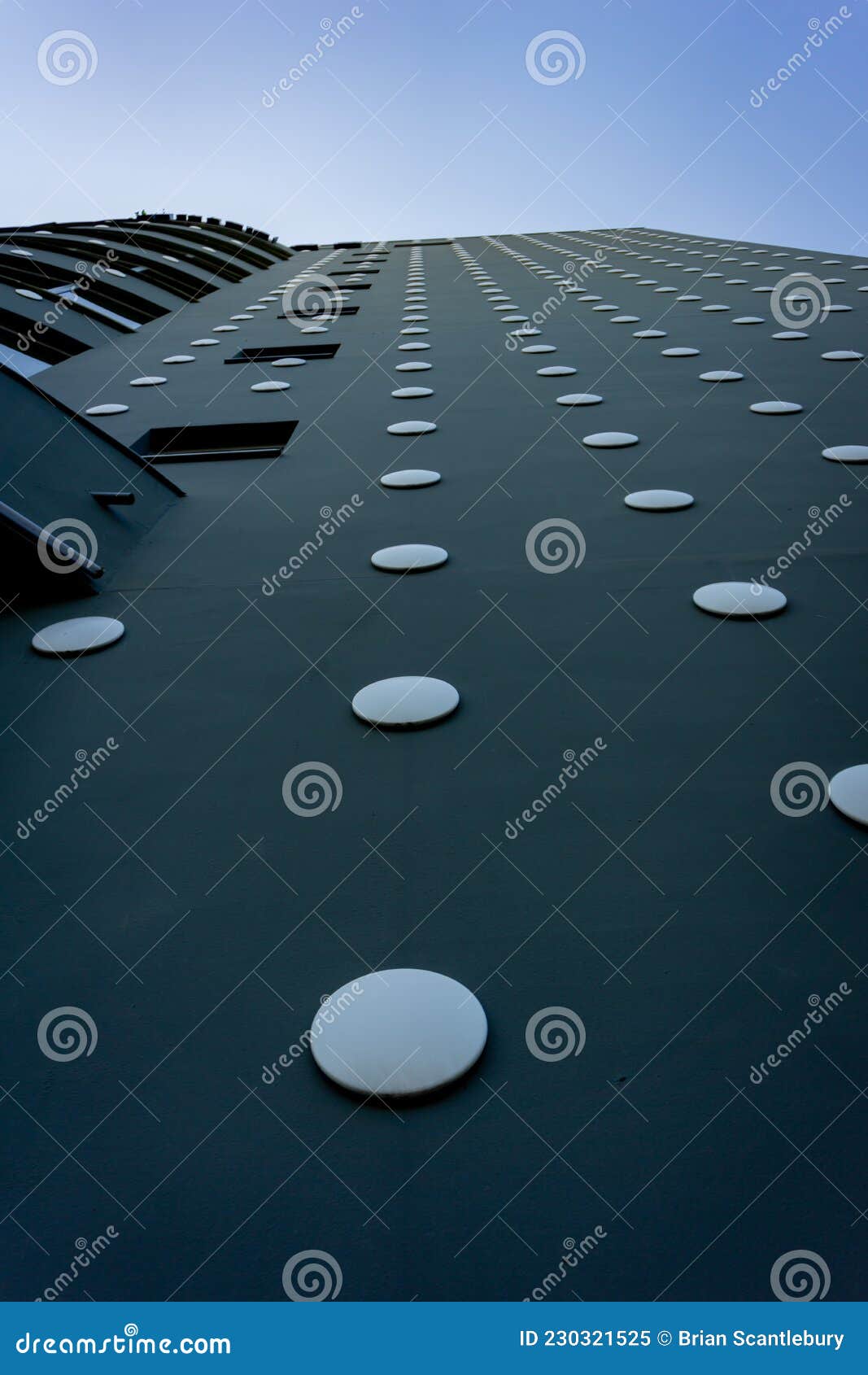 Low Angle View Unusual Design Modern Architectural Tower Black Exterior ...