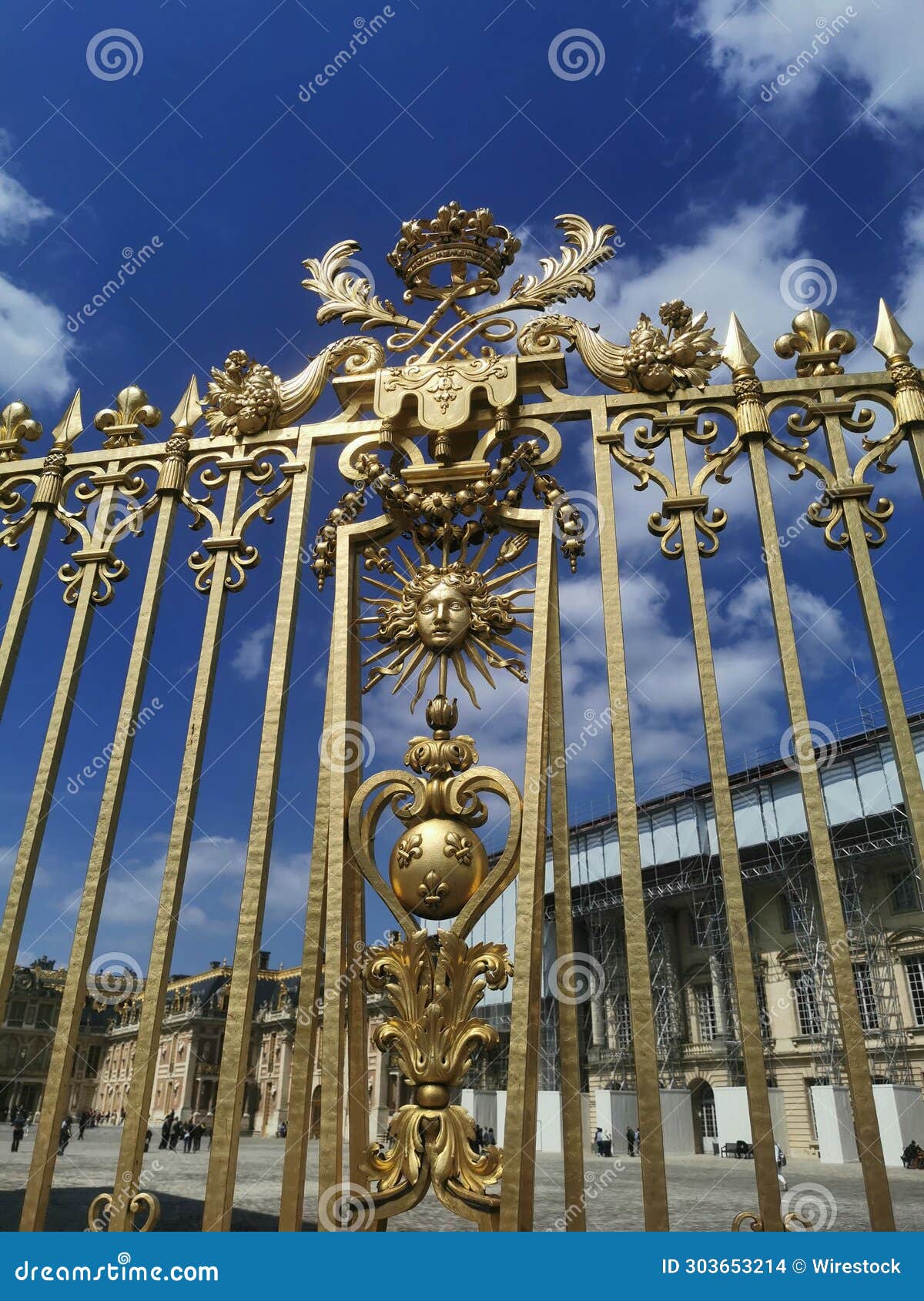 Low-angle View of Versailles Palace Showing the Sun Symbol of Luis XIV ...
