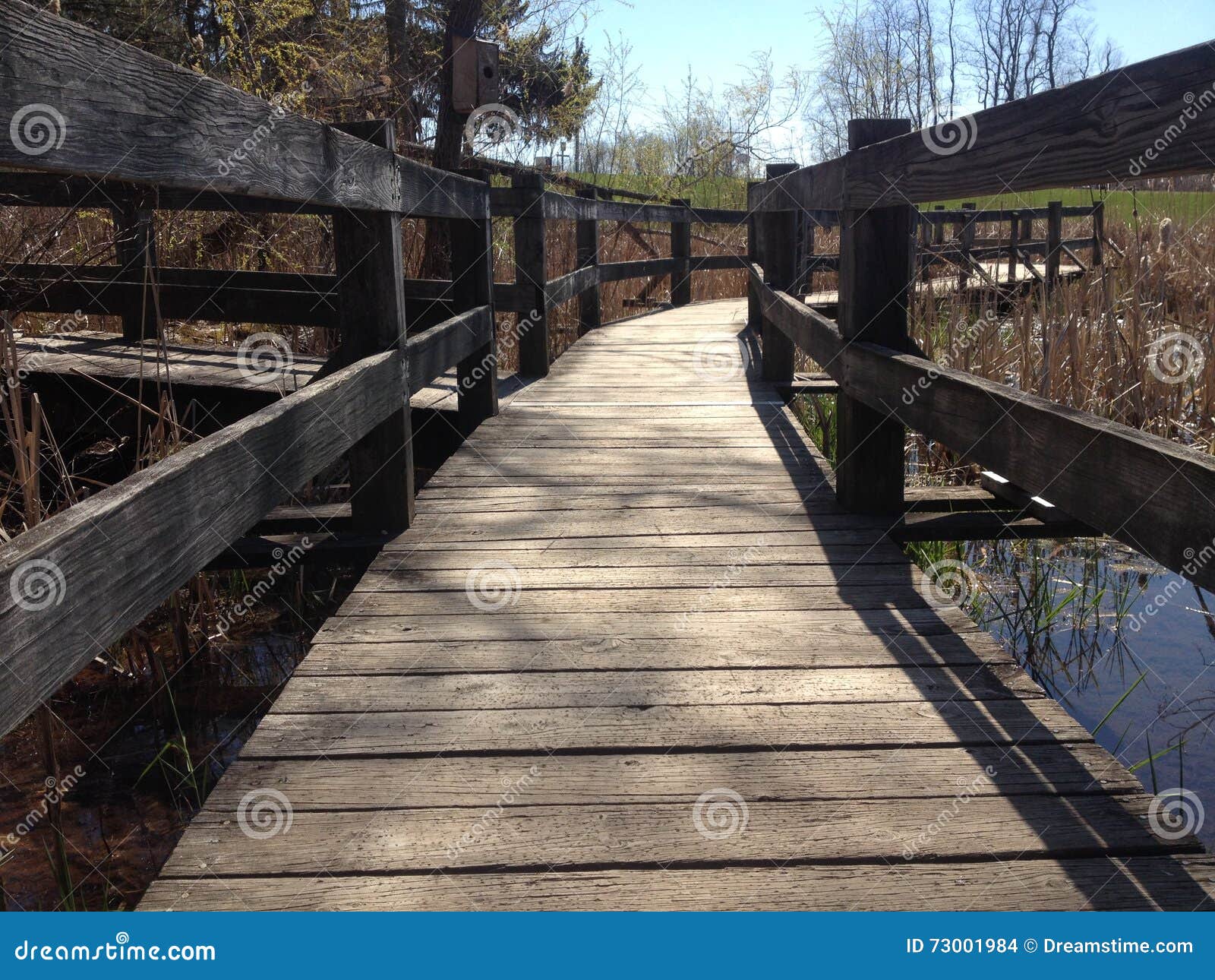 Low Angle View of a Walkway Bridge Over Water Stock Photo - Image of ...