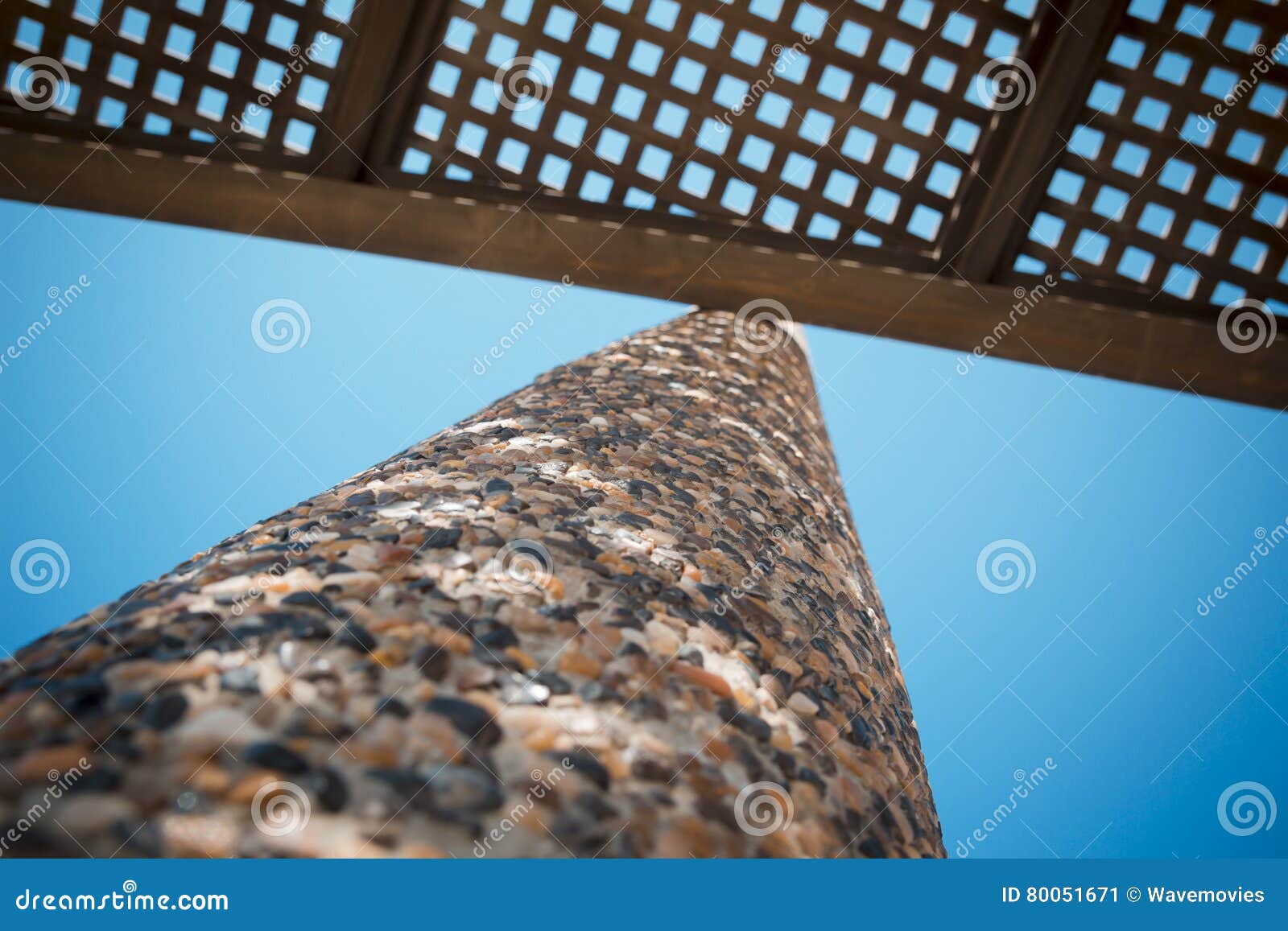 Low Angle View on Wooden Shade of Seating Bench with Pebble Stone ...