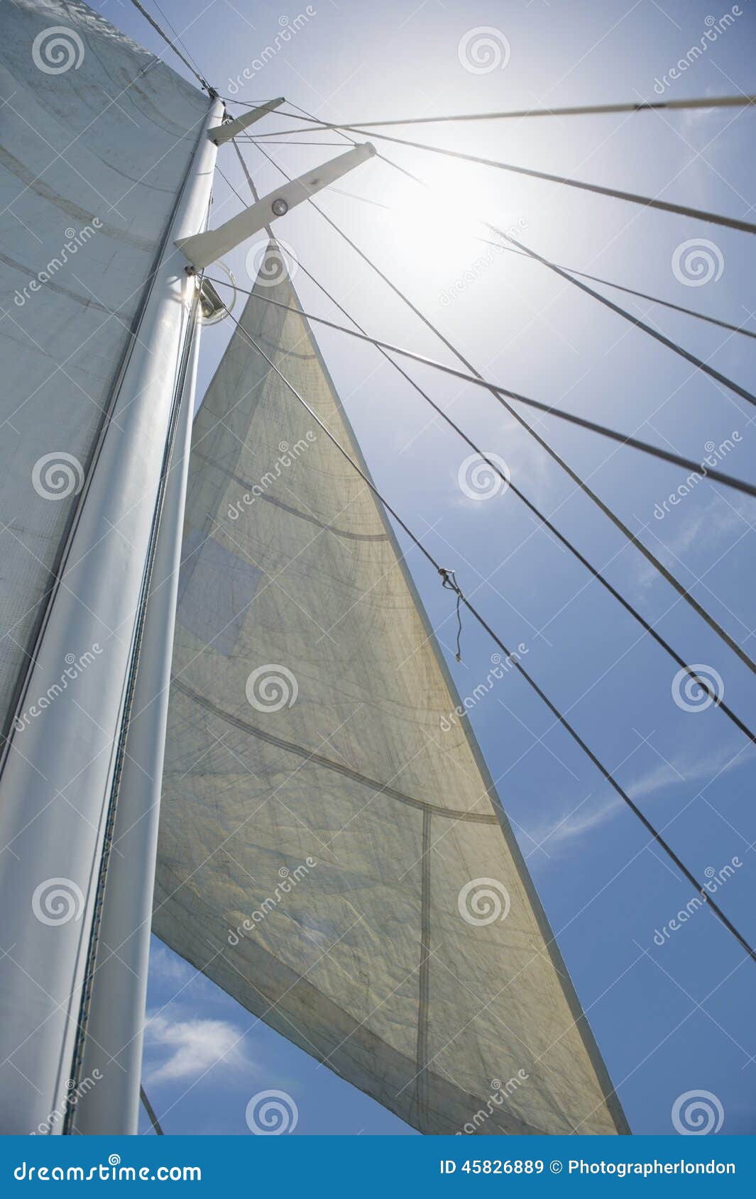 Low Angle View of Yacht Sails and Mast Against Sky Stock Image - Image ...