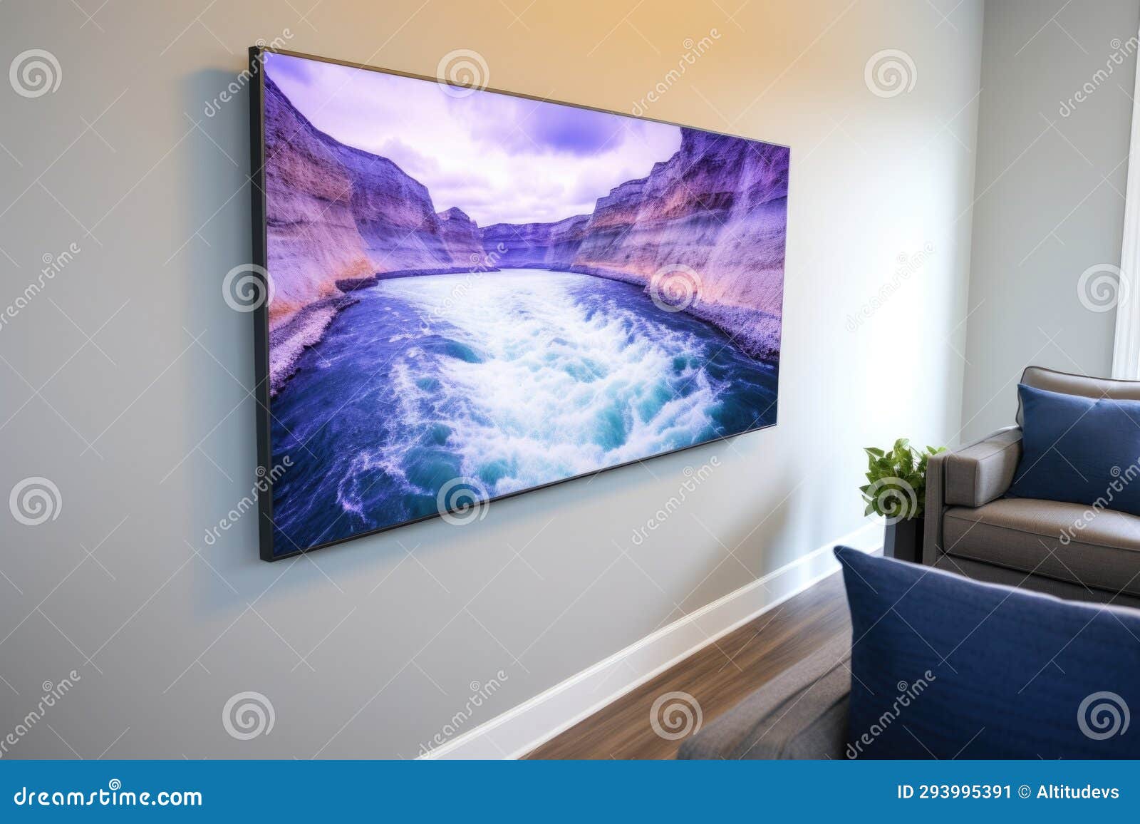 Low-angled Shot of Large Smart Tv Hung on a Wall Stock Image - Image of ...