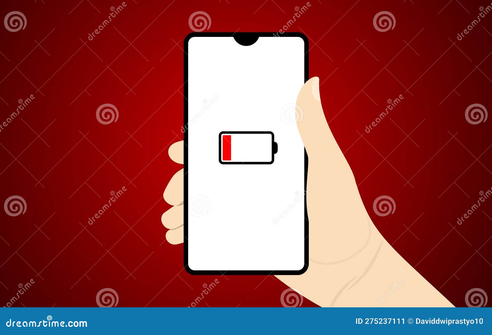 Low battery cell phone stock vector. Illustration of battery - 275237111