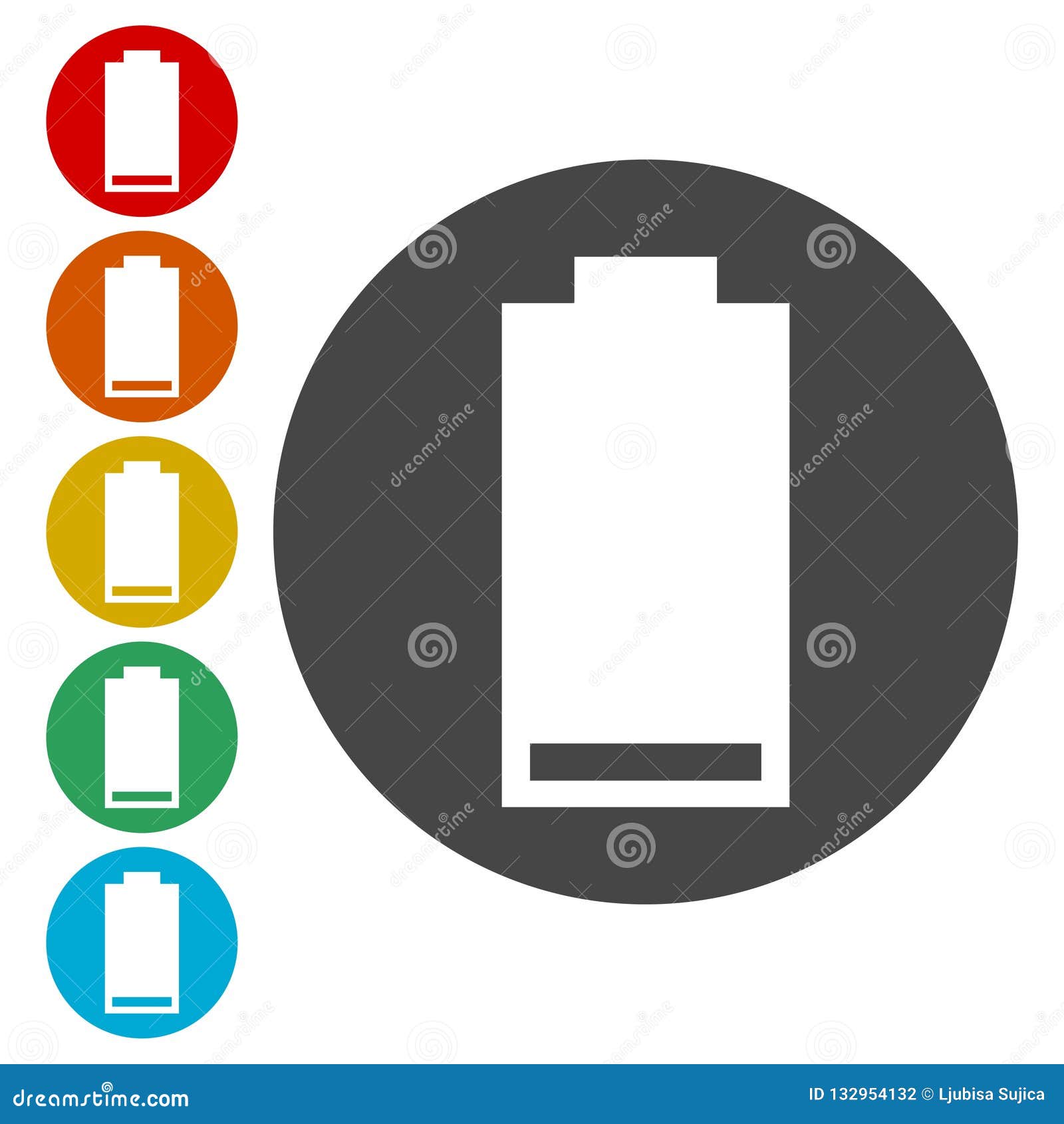 Low battery icons set stock vector. Illustration of electrical - 132954132