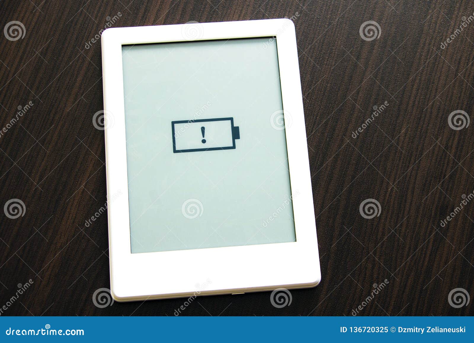 Low Battery Message on the Portable Book Stock Image - Image of ...