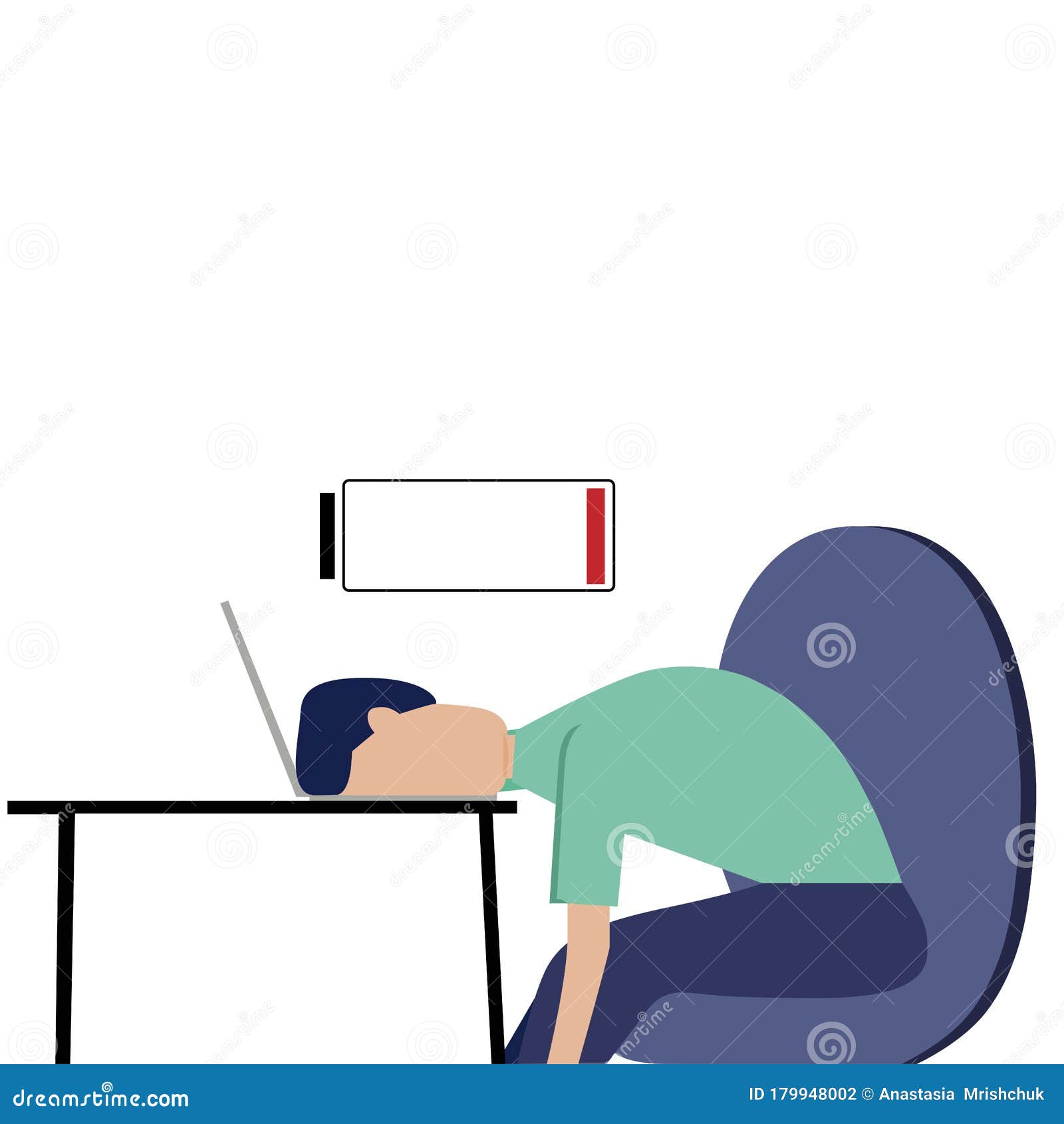 Low Battery Picture of a Human Battery on a White Background. Vector ...