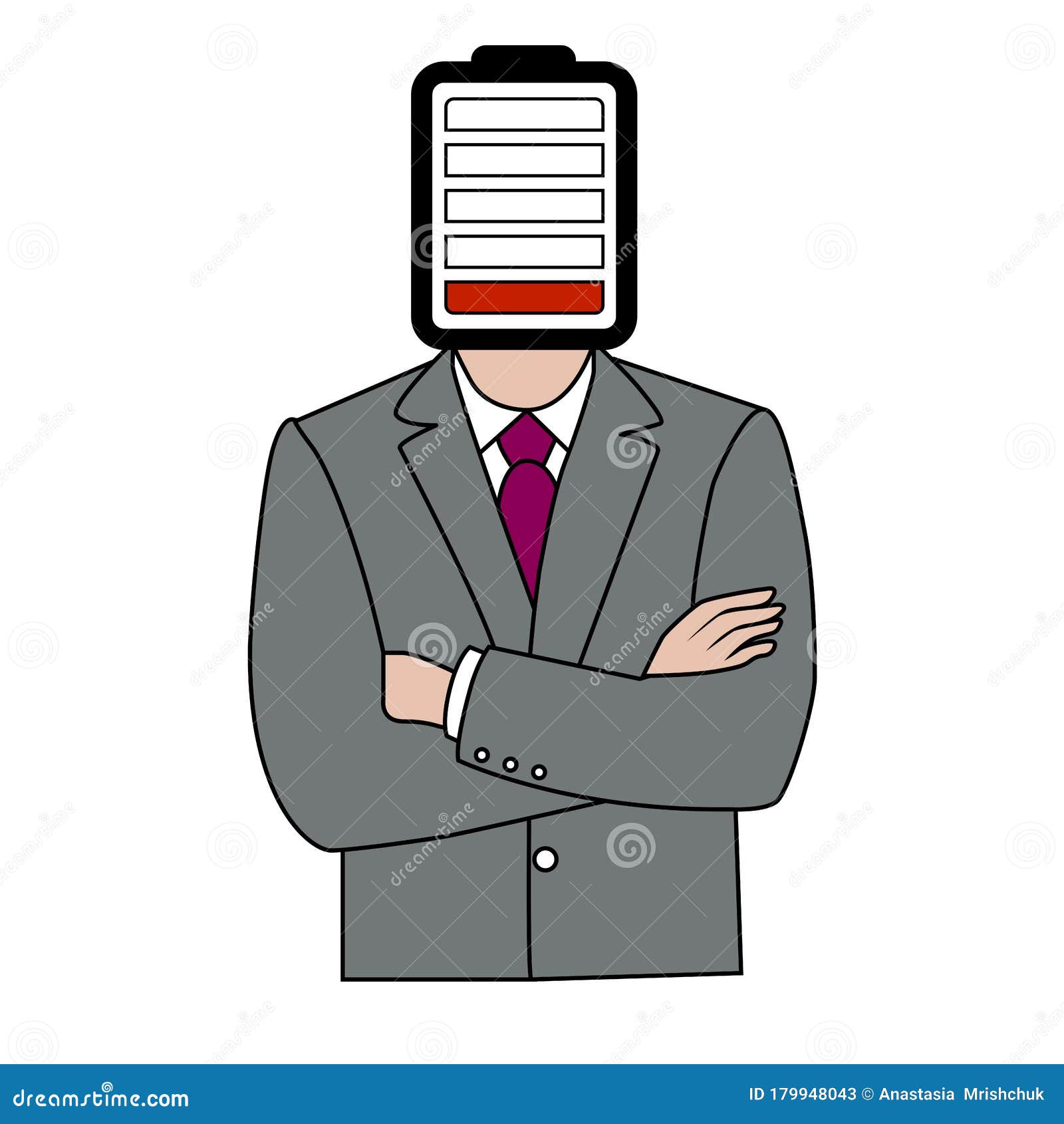 Low Battery Picture of a Human Battery on a White Background. Vector ...