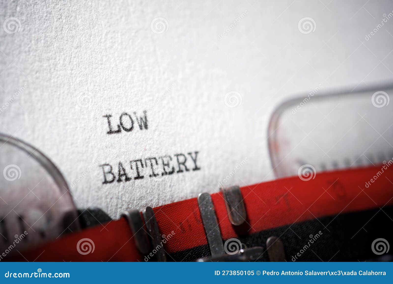Low battery text stock image. Image of phrase, battery - 273850105
