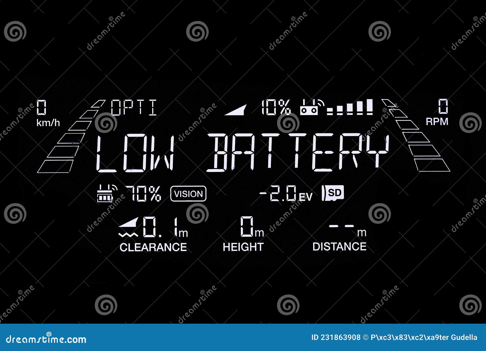 Drone Controller Display Low Battery Warning Stock Photo - Image of ...