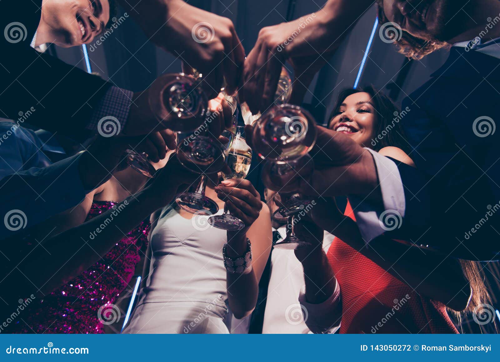 Low Below Angle View of Diverse Attractive Beautiful Charming Lo Stock ...