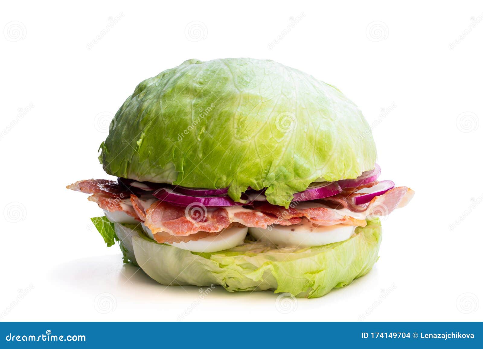 Low Calorie Burger Isolated on White. Organic Fresh Hamburger Concept ...