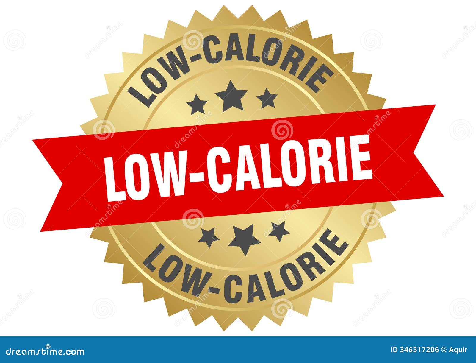 Low-calorie. Low-calorie Round Red and Gold Label Isolated on ...