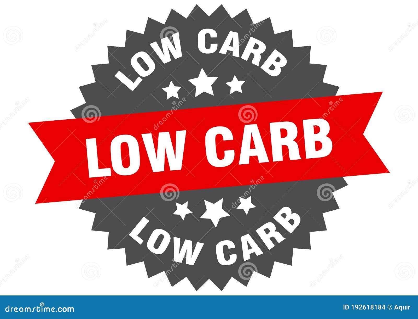 Low Carb Sign. Low Carb Round Isolated Ribbon Label. Cartoon Vector ...