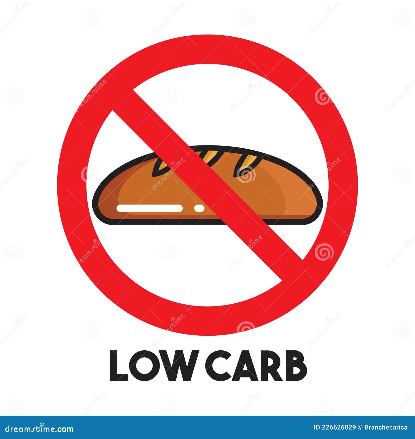 Low carb sign stock vector. Illustration of bread, empty - 226626029