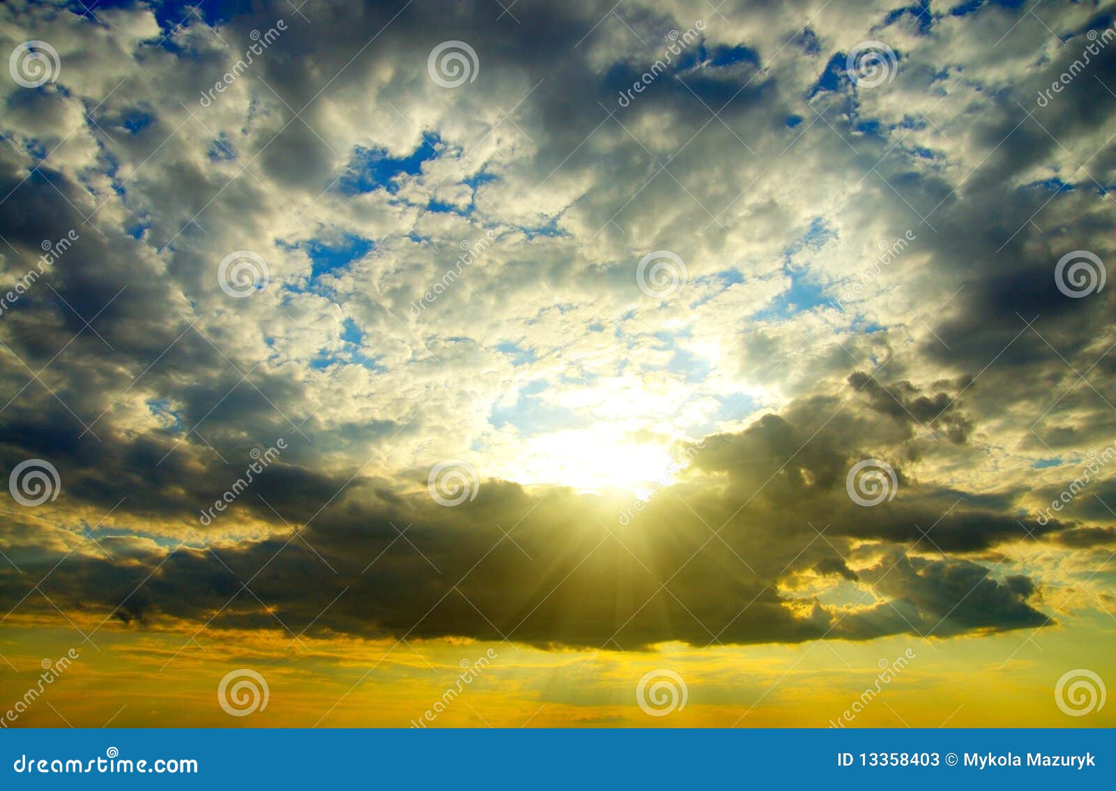 Low clouds witn sun stock image. Image of sunbeam, light - 13358403