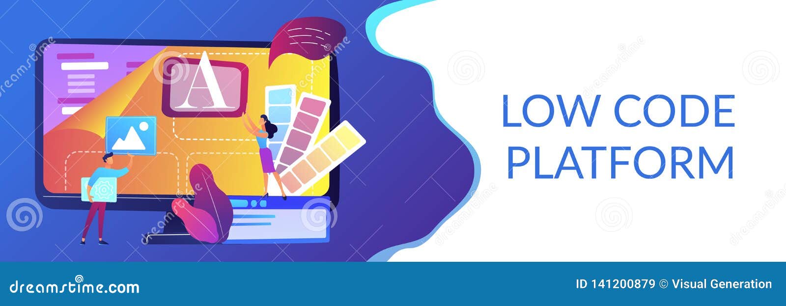 Low Code Development Concept Banner Header. Stock Vector - Illustration ...