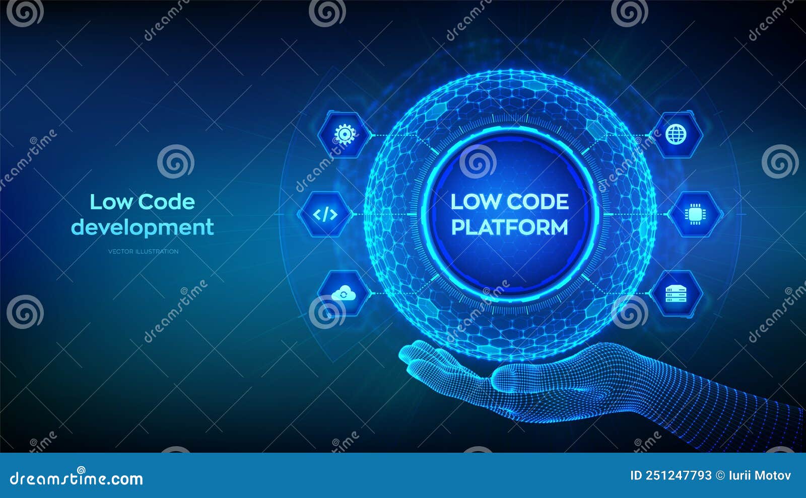 Low Code Platform Low Code Development Technology Concept Lcdp Easy Coding Stock Vector