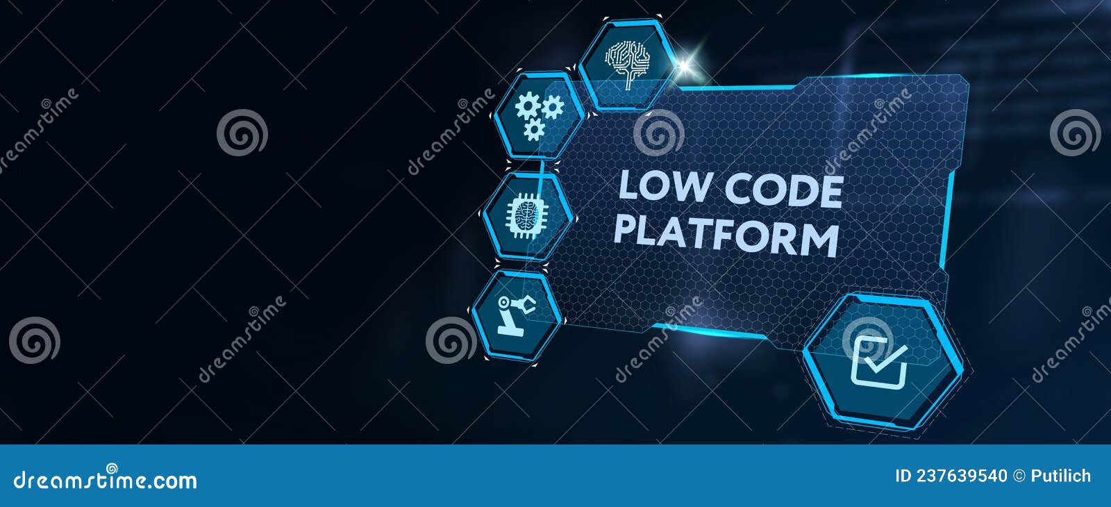 Low Code Software Development Platform Technology Concept.3d ...