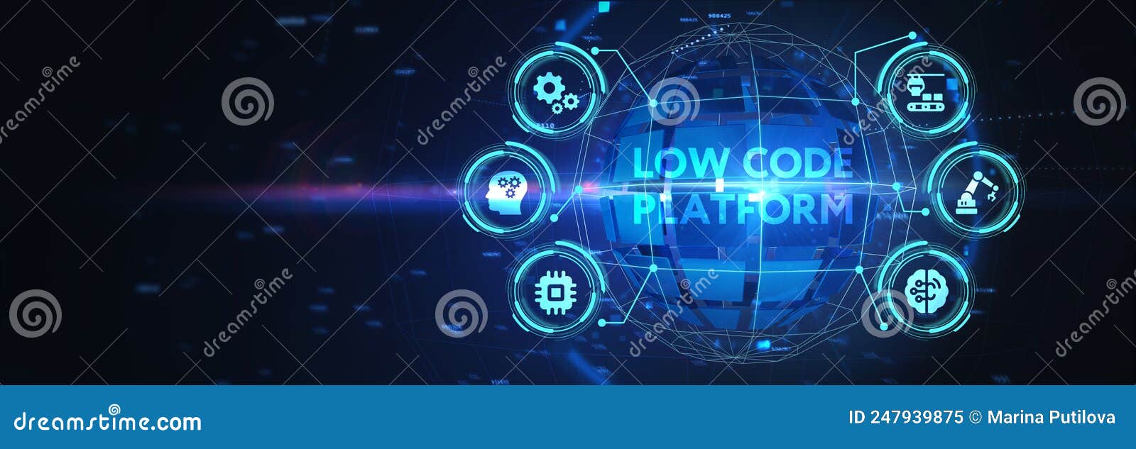 Low Code Software Development Platform Technology Concept. 3d ...