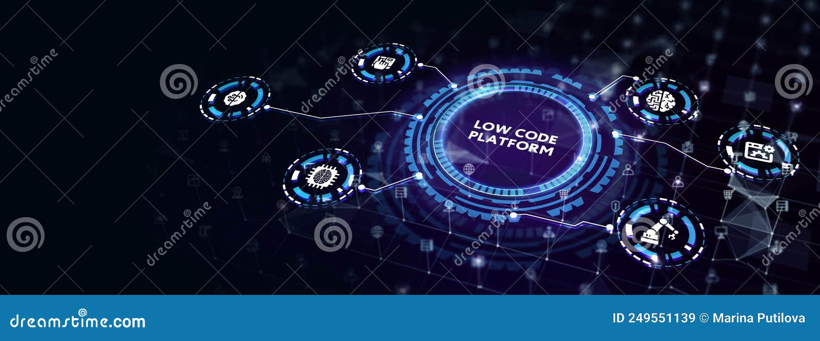 Low Code Software Development Platform Technology Concept.3d Illustration Stock Illustration ...