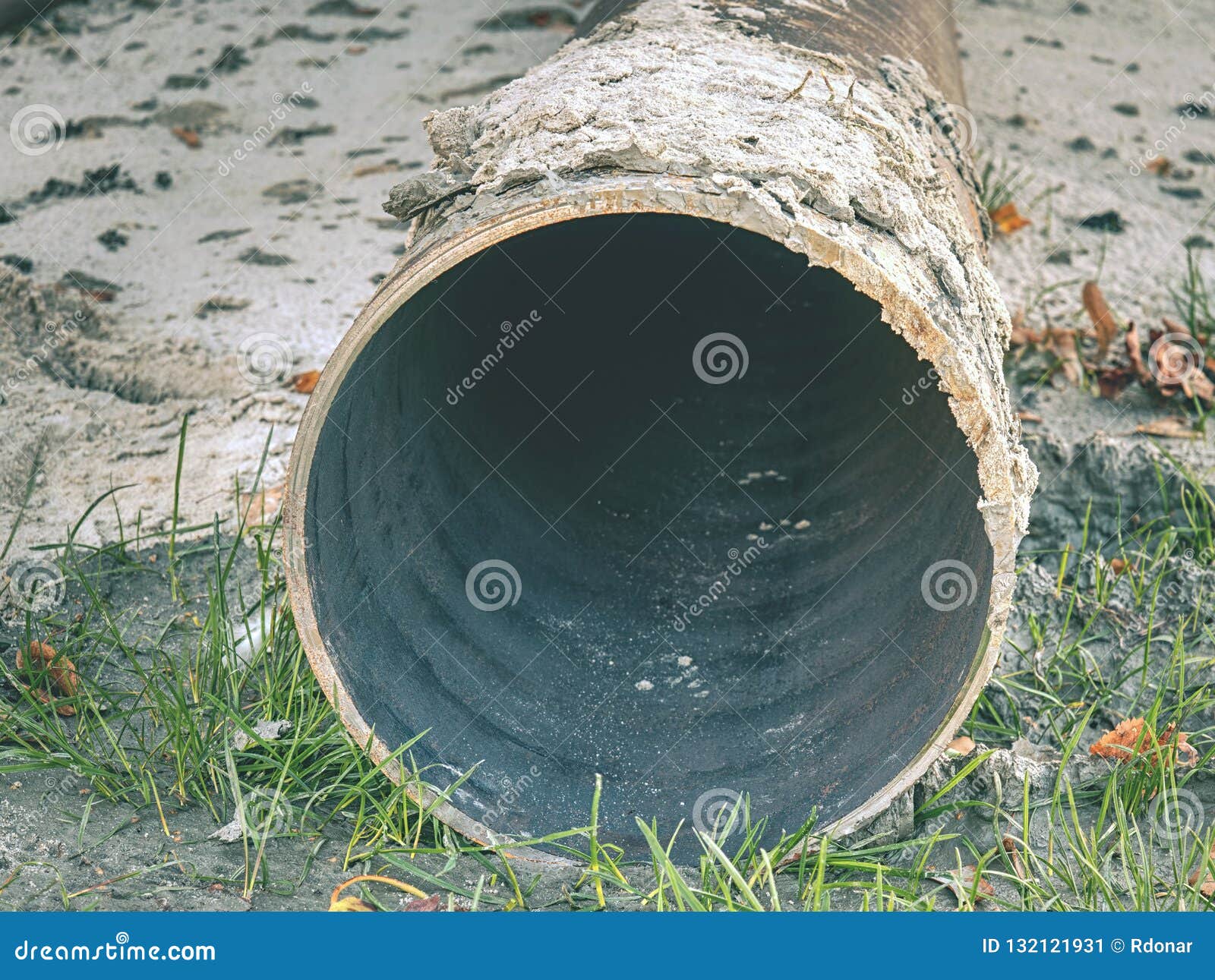 Metal Pipe Stack on Soil. Rounded Iron Pipe Shape Ready for Use Stock ...