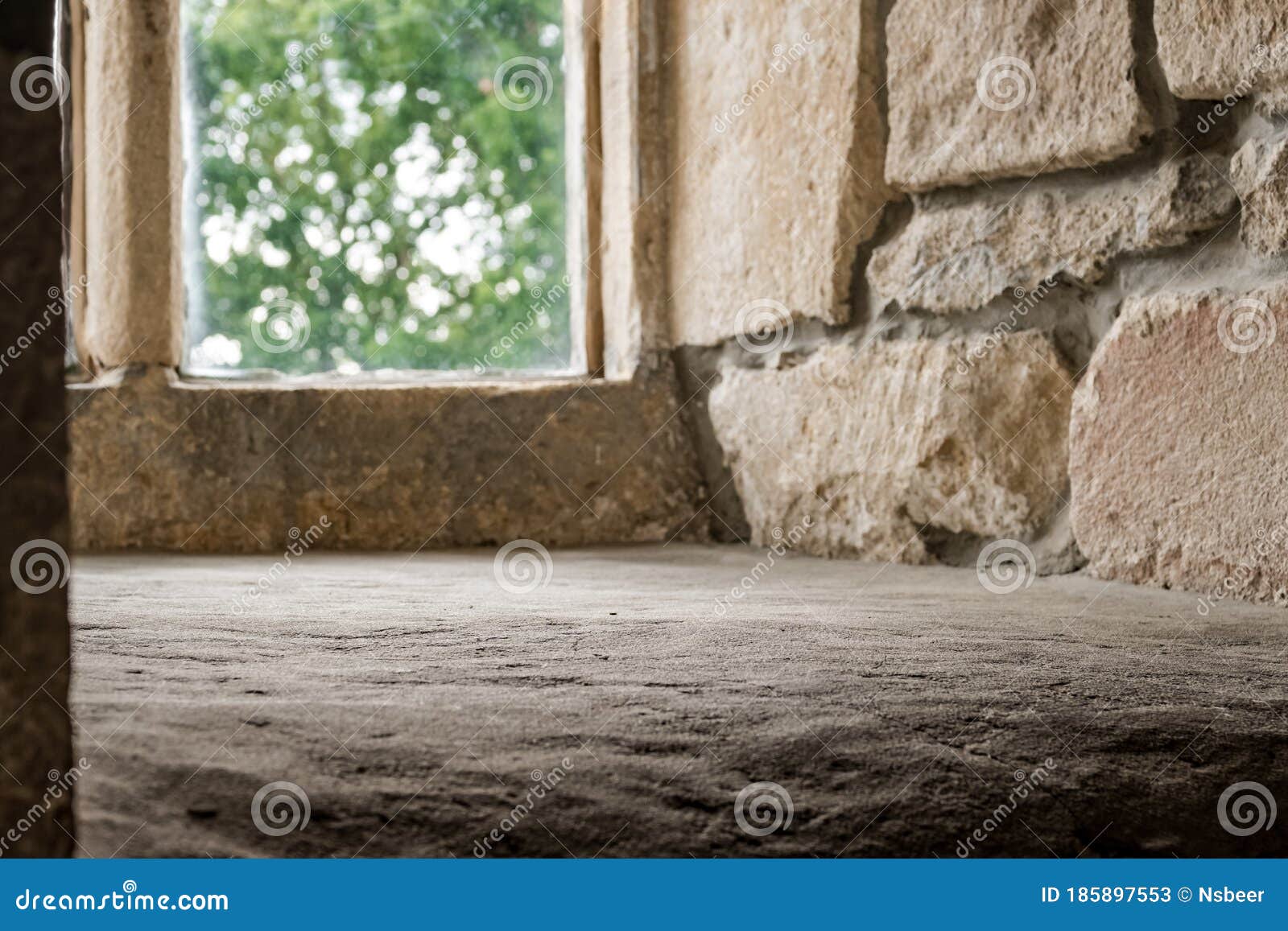 Low Down View of Looking Out a Window in an Old Building. Stock Image ...