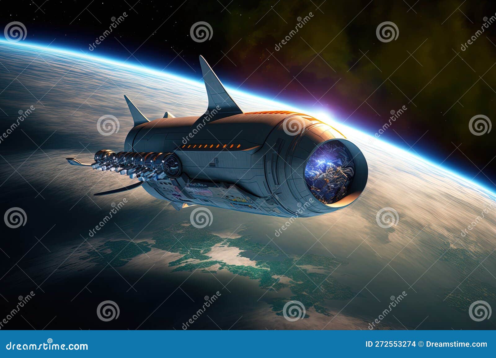 In Low Earth Orbit, a Starship. this Images Components Were Provided by ...