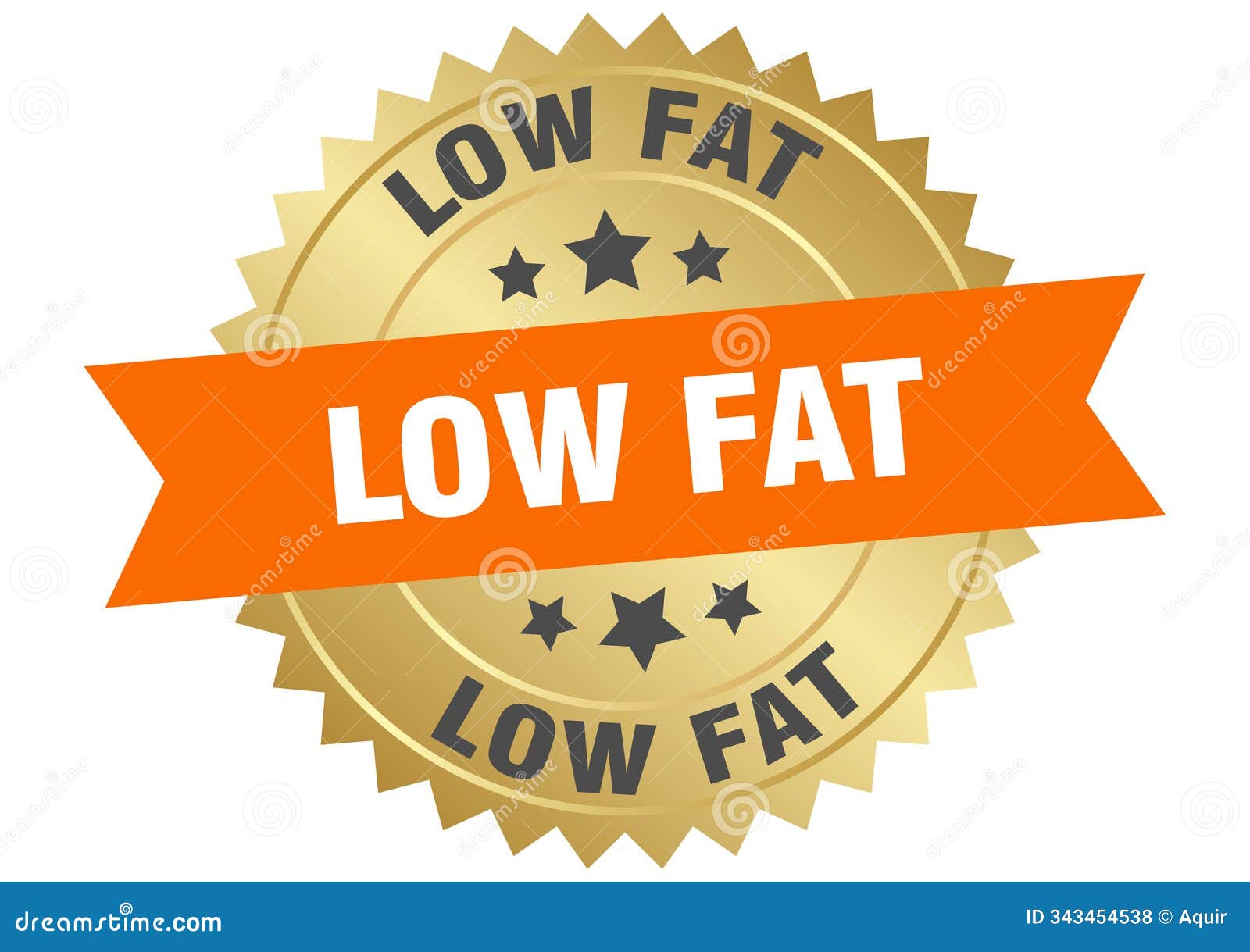 Low Fat. Low Fat Round Orange and Gold Label Isolated on Transparent ...