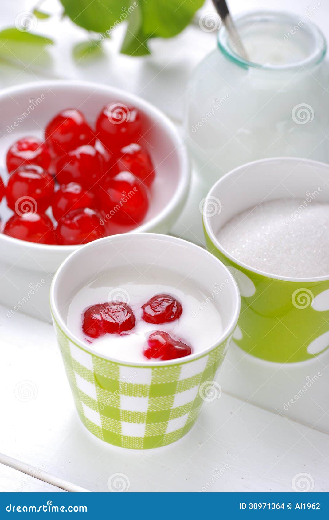 Low-fat Yogurt with Cherries Stock Photo - Image of cherry, food: 30971364