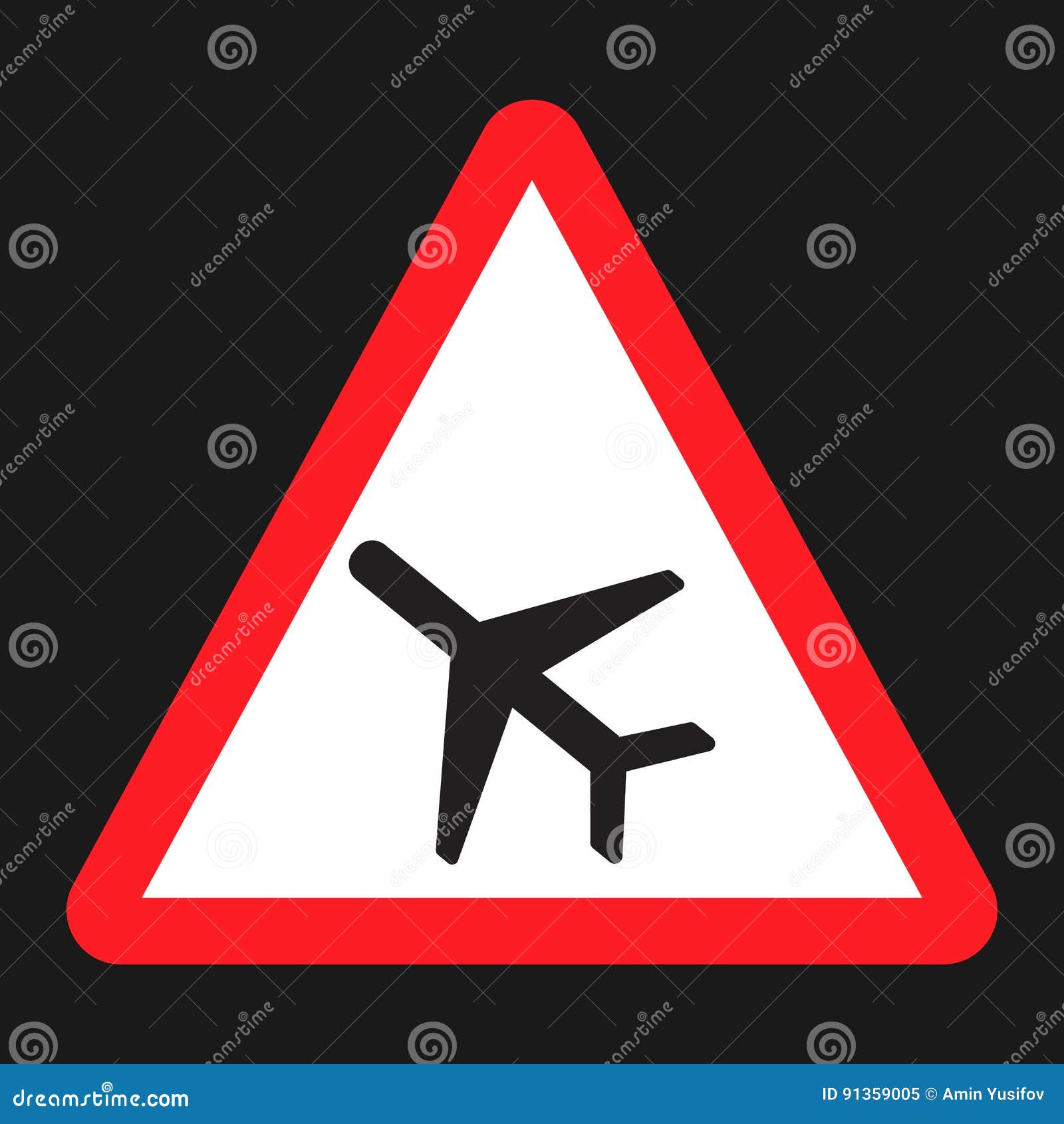 Low Flying Aircraft Warning Sign Cartoon Vector | CartoonDealer.com ...