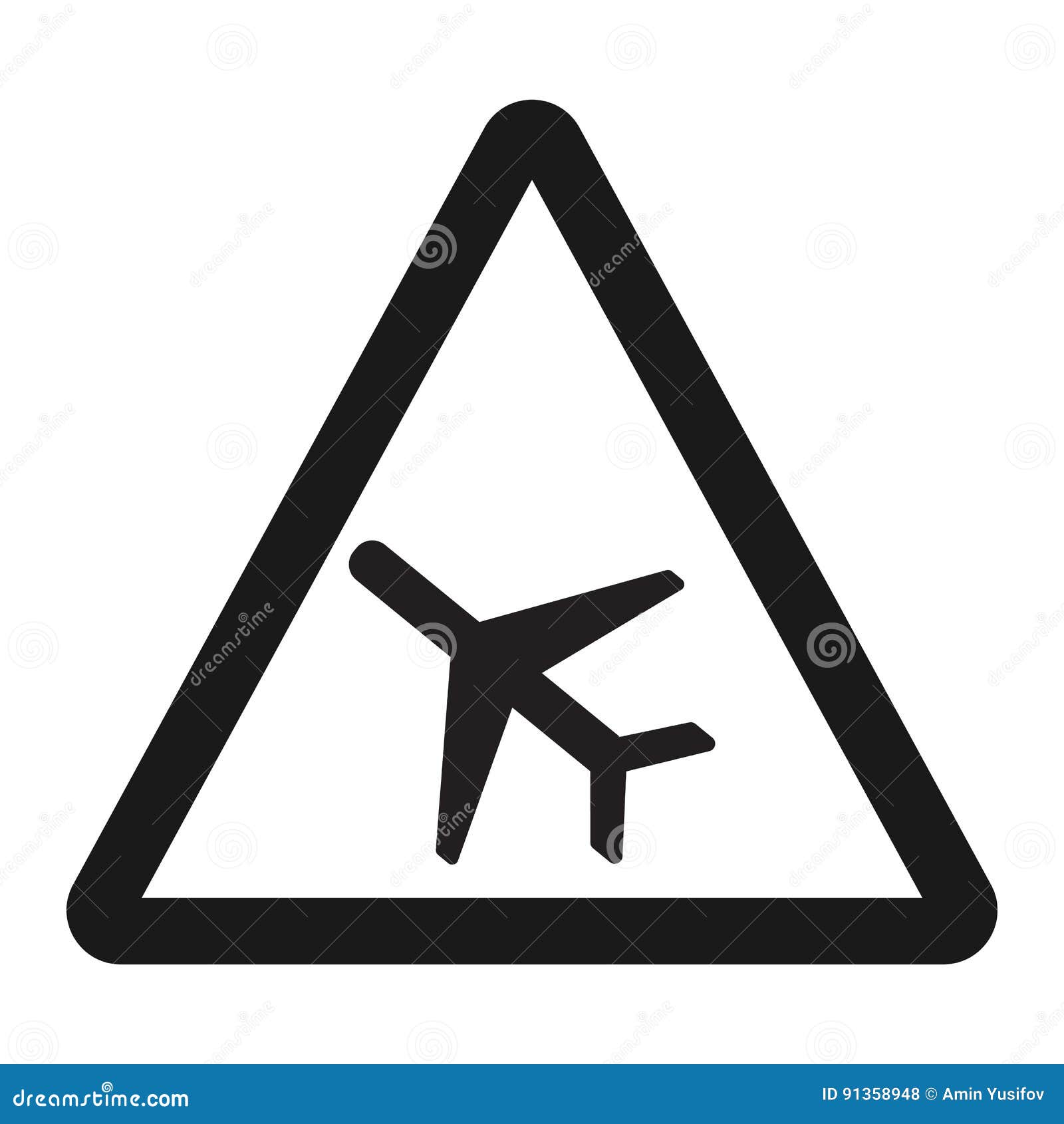 Low Flying Aircraft Sign Line Icon Stock Vector - Illustration of ...