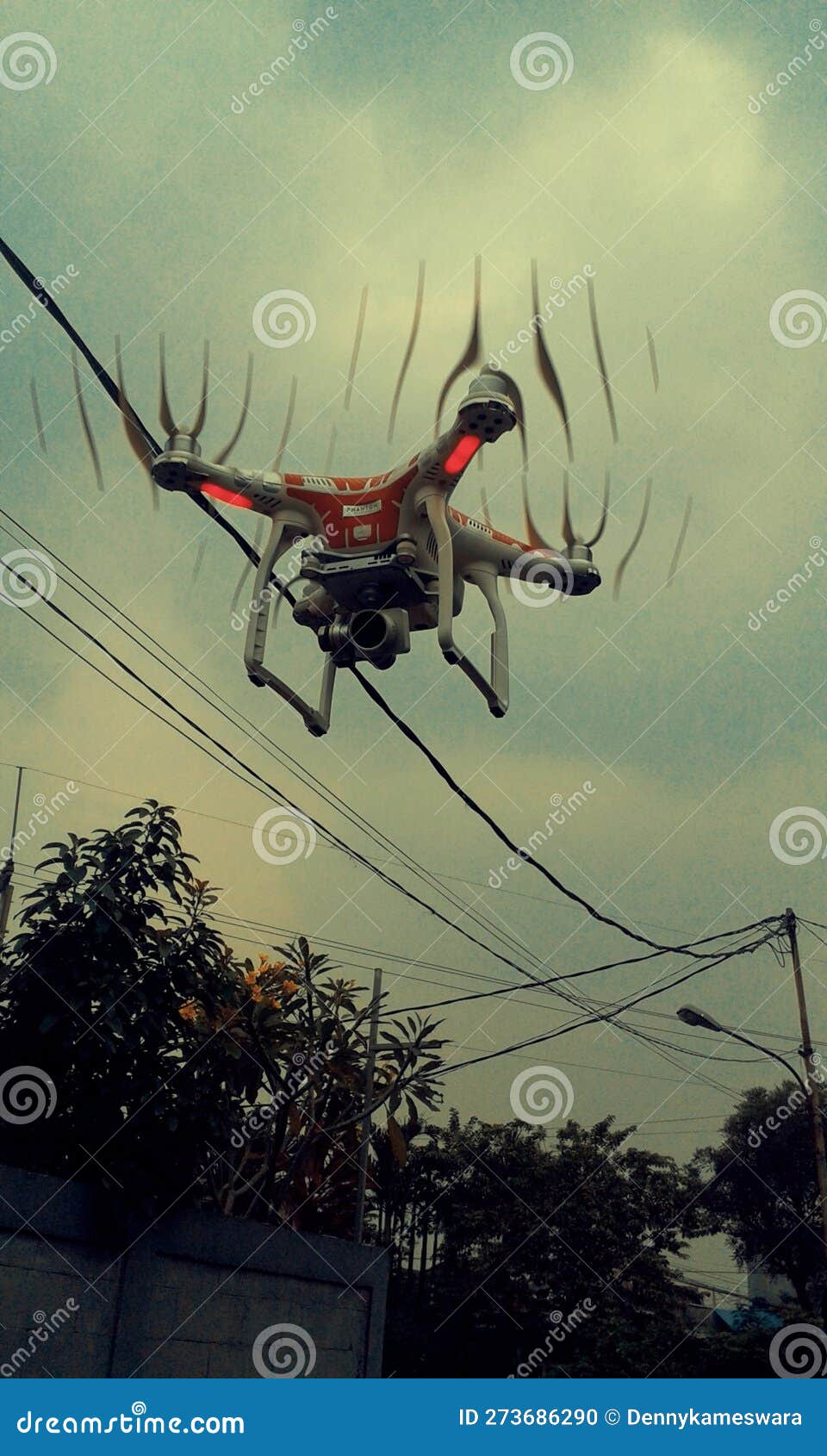 Low flying drones stock illustration. Illustration of control - 273686290